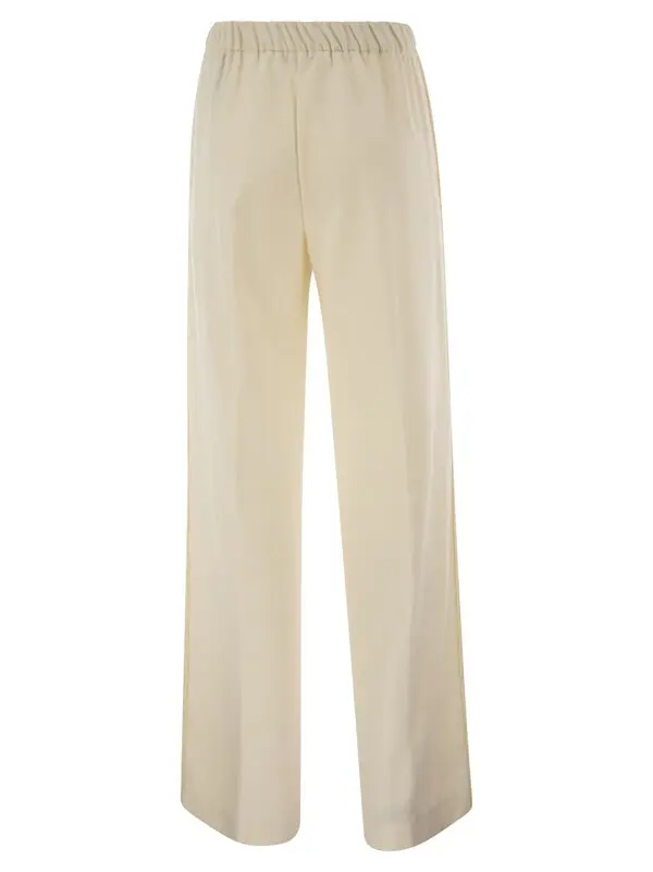 Herno Wide-leg Flannel-effect Trousers With Elasticated Waistband
