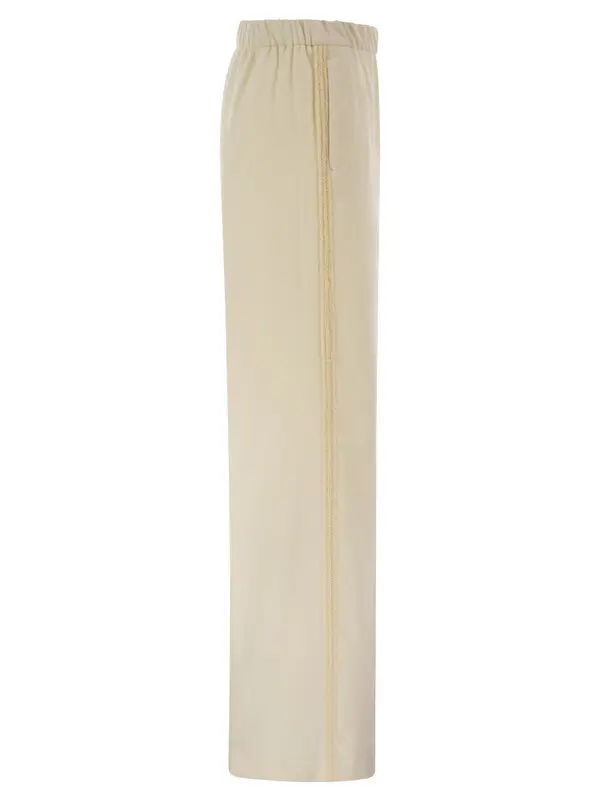 Herno Wide-leg Flannel-effect Trousers With Elasticated Waistband