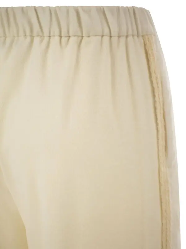 Herno Wide-leg Flannel-effect Trousers With Elasticated Waistband