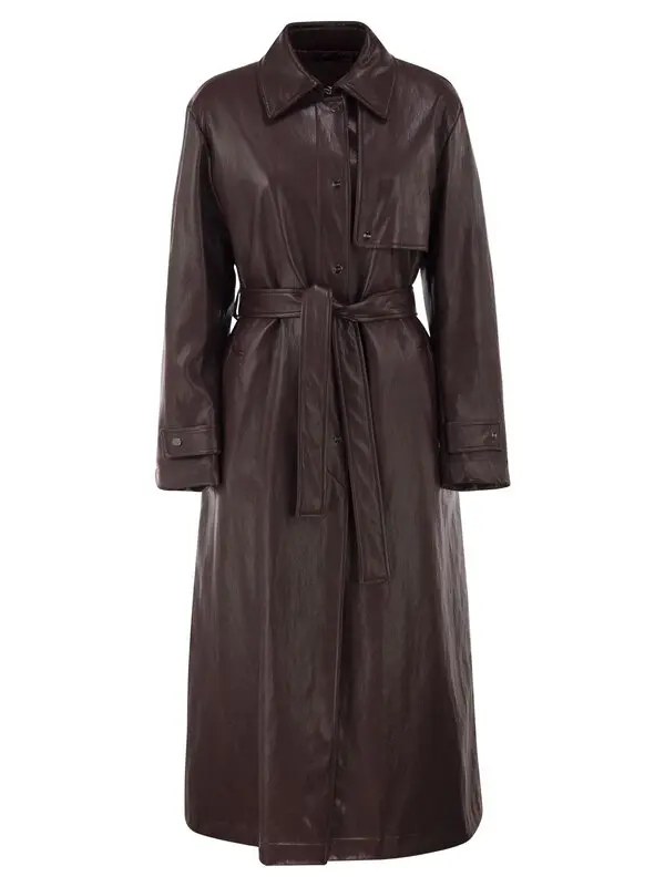 Herno Long Belted Leather-effect Coat - Multicolor