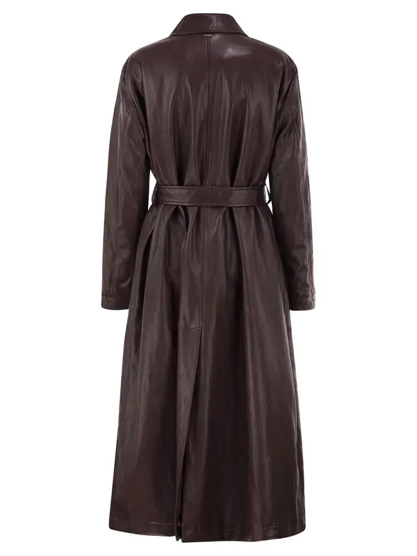 Herno Long Belted Leather-effect Coat