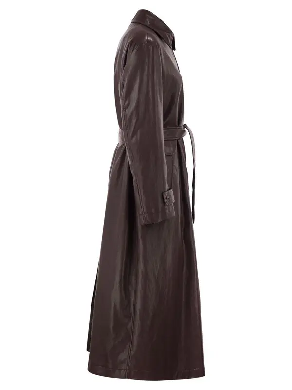 Herno Long Belted Leather-effect Coat