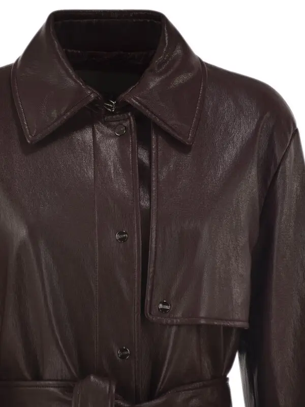 Herno Long Belted Leather-effect Coat