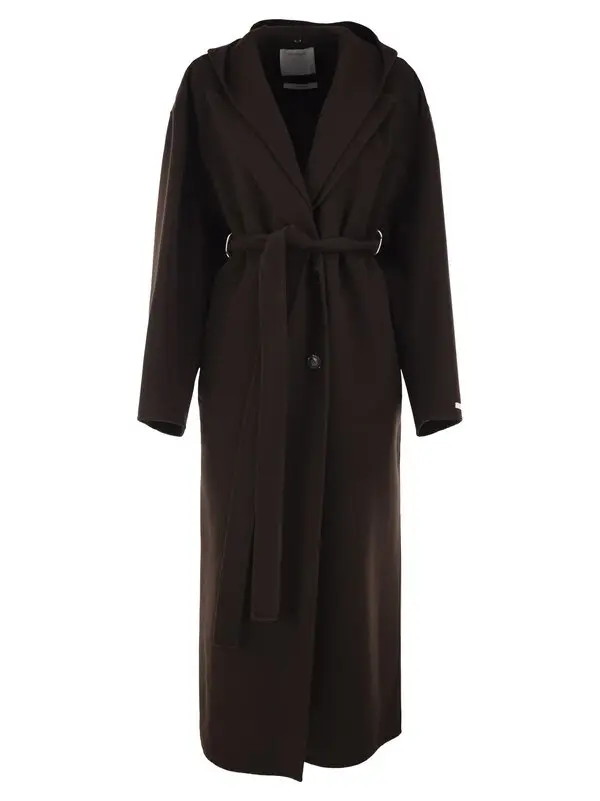 Sportmax Spxolmo Pure Virgin Wool Hooded Coat - Brown