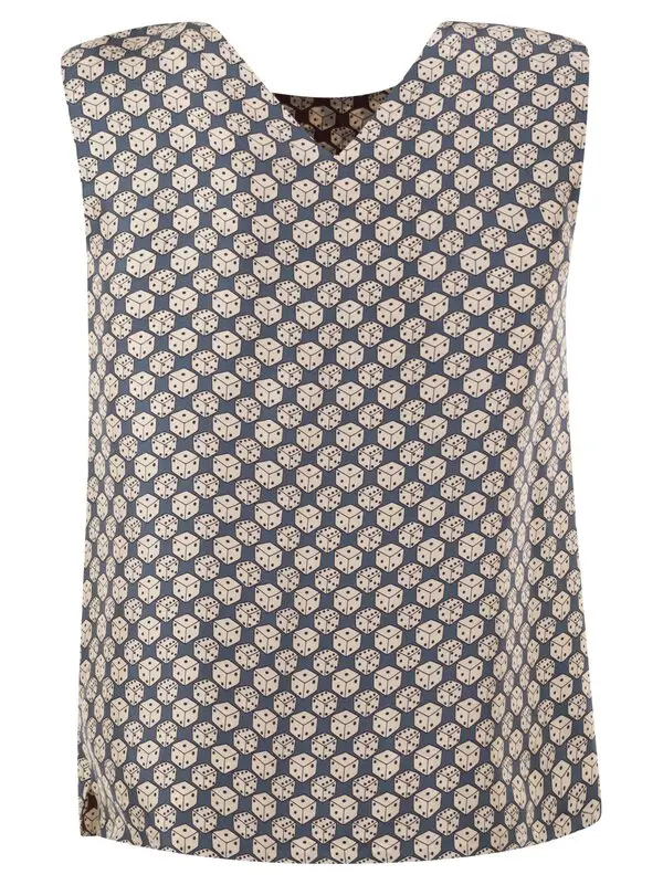 Max Mara Stmtimetop Reversible Printed Silk Top