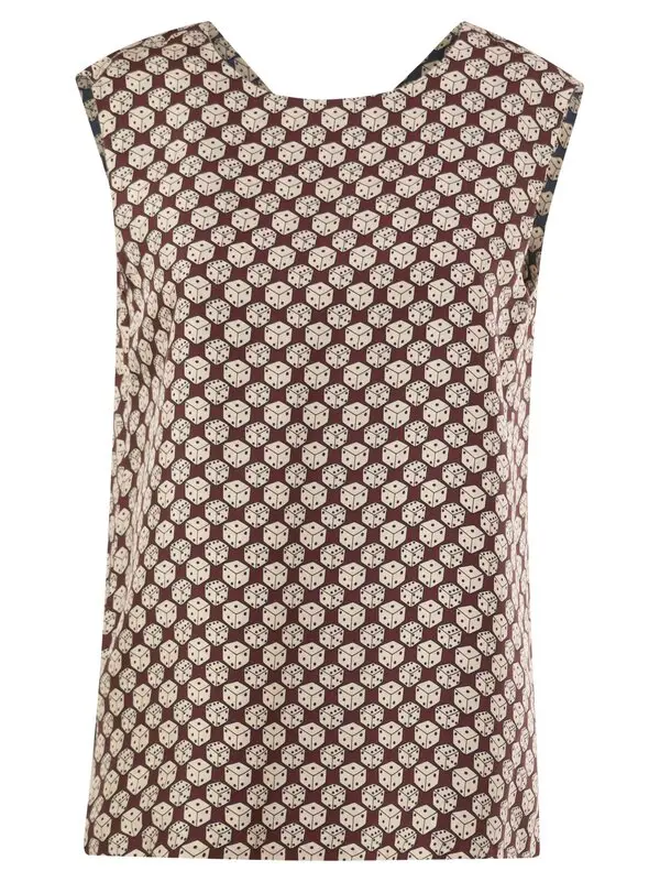 Max Mara Stmtimetop Reversible Printed Silk Top