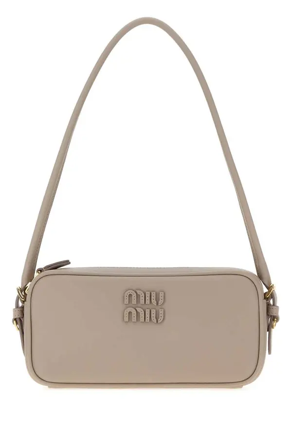 Miu Miu Grey Leather Shoulder Bag - Gray