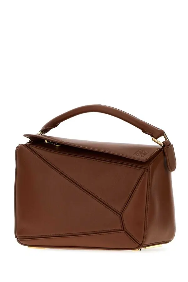 Loewe Nappa Leather Small Featherlight Puzzle Handbag - Brown