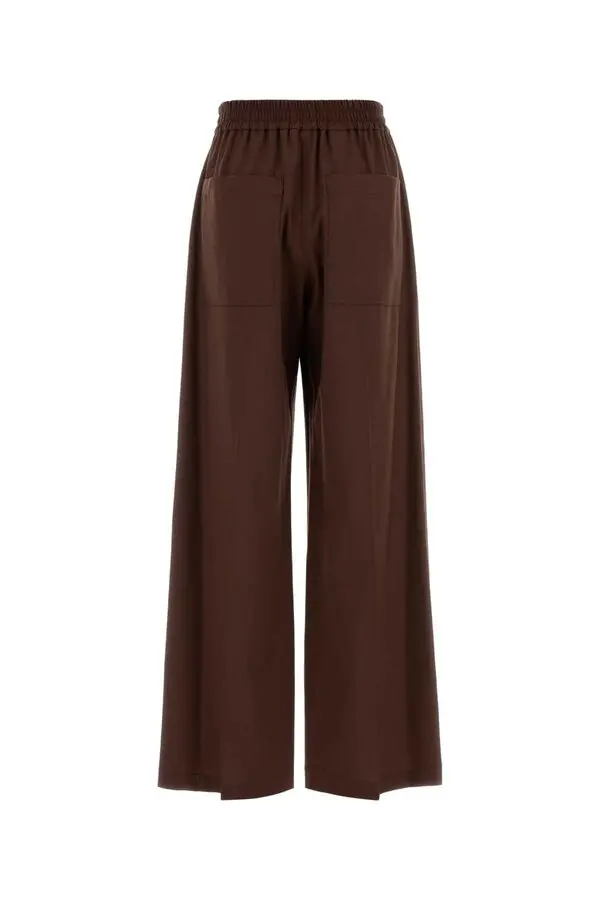 Brunello Cucinelli Chocolate Stretch Wool Blend Wide-leg Pant