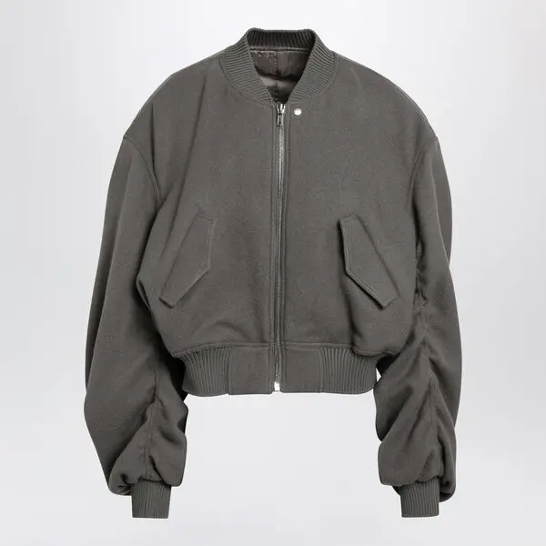 Rick Owens Taupe Tower Secchia Flight Jacket In Wool - Gray