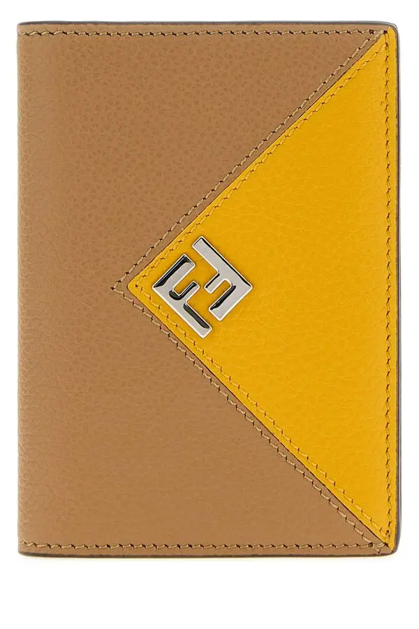 Fendi Camel Leather Card Holder - Brown