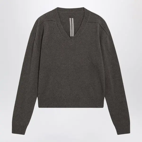 Rick Owens Taupe V-neck Sweater In Cashmere And Wool - Gray