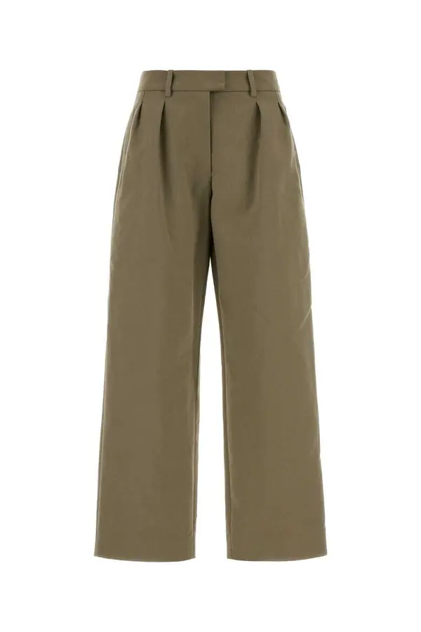 Magda Butrym Khaki Cotton Wide-leg Pant - Green