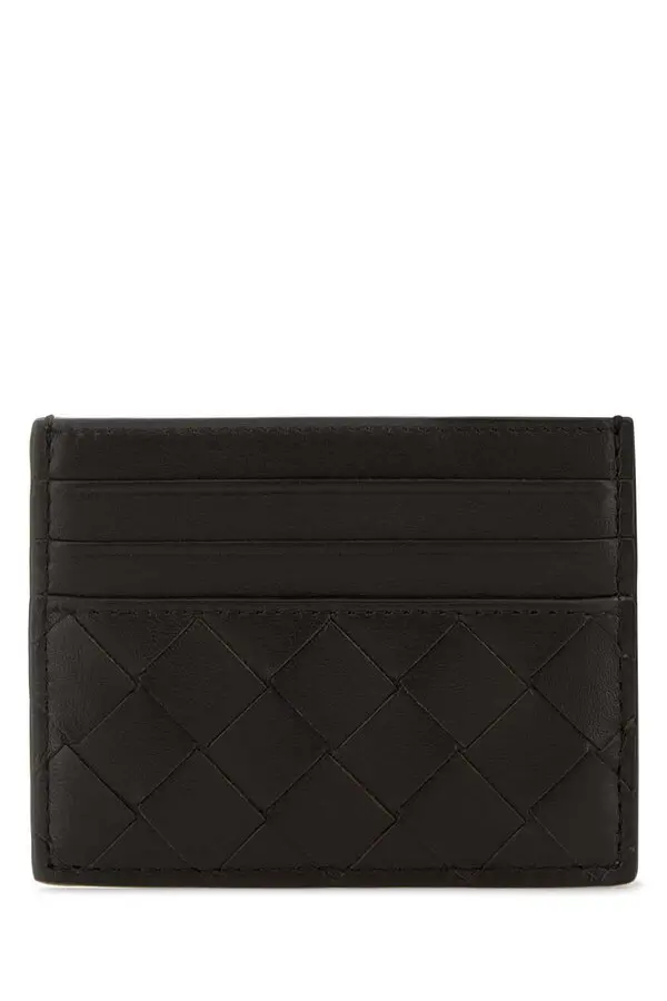 Bottega Veneta Dark Nappa Leather Intrecciato Card Holder - Brown