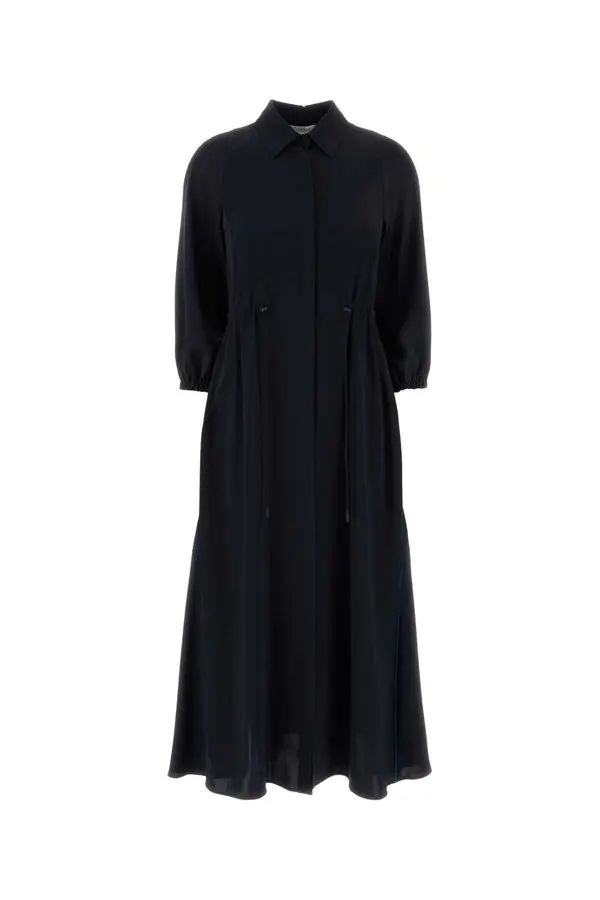 Max Mara Midnight Crepe Pelota Dress - Blue