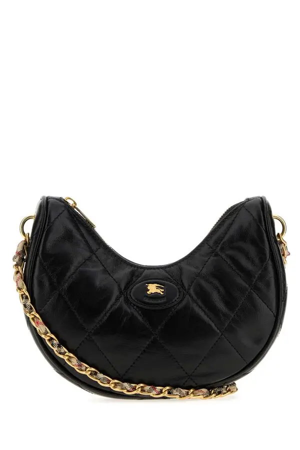 Burberry Leather Horseshoe Shoulder Bag - Black