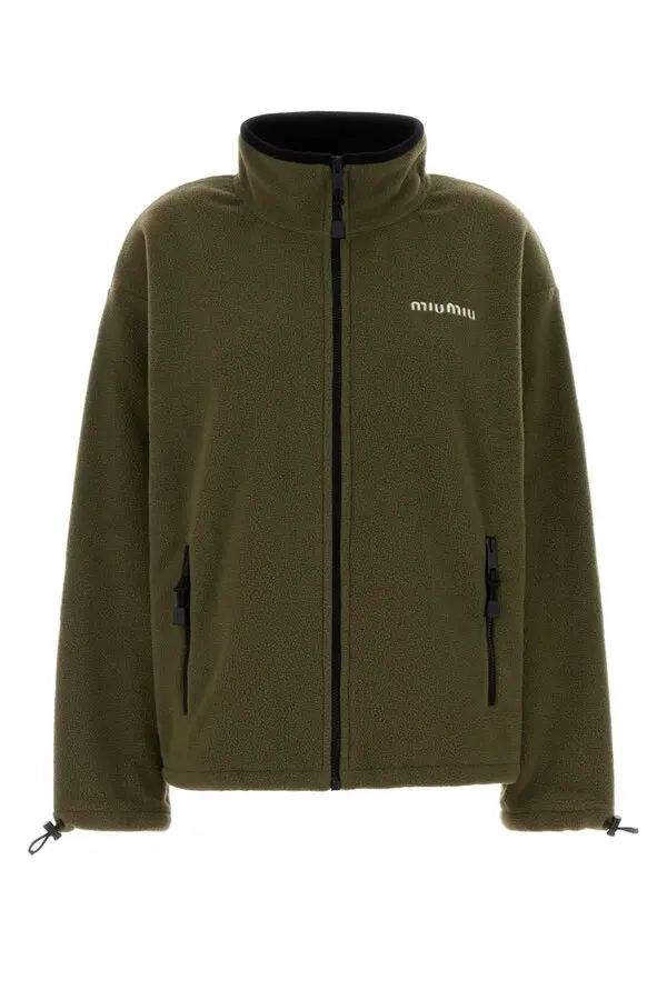 Miu Miu Olive Pile Jacket - Green