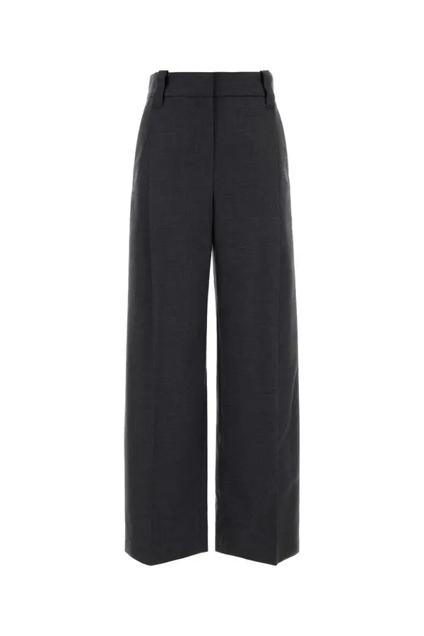 Brunello Cucinelli Charcoal Wool Wide-leg Pant