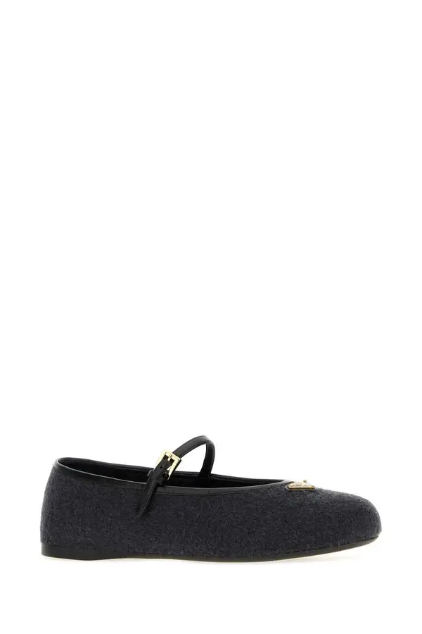 Prada Charcoal Fabric Ballerinas