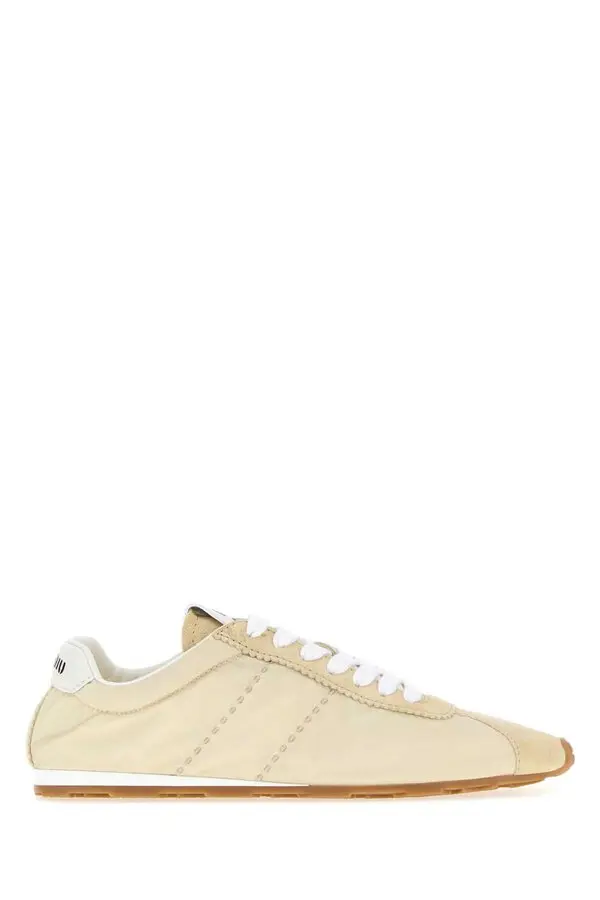 Miu Miu Cream Fabric And Suede Sneakers