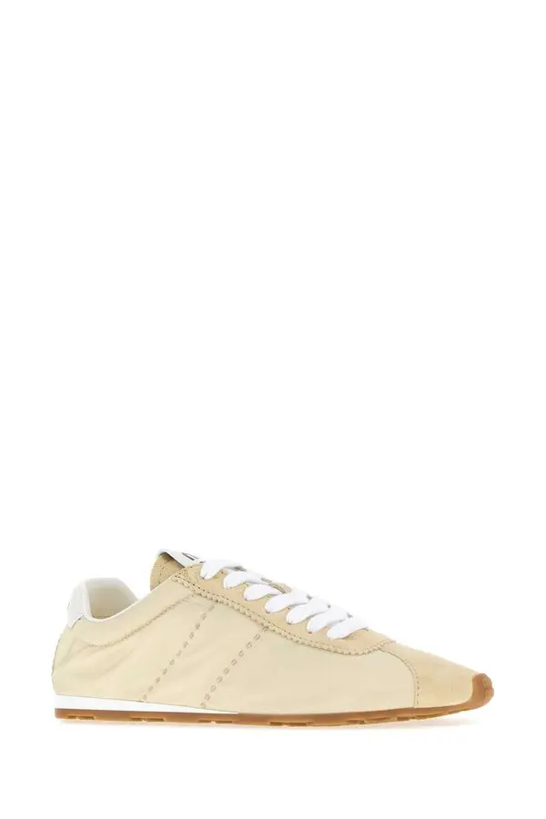 Miu Miu Cream Fabric And Suede Sneakers
