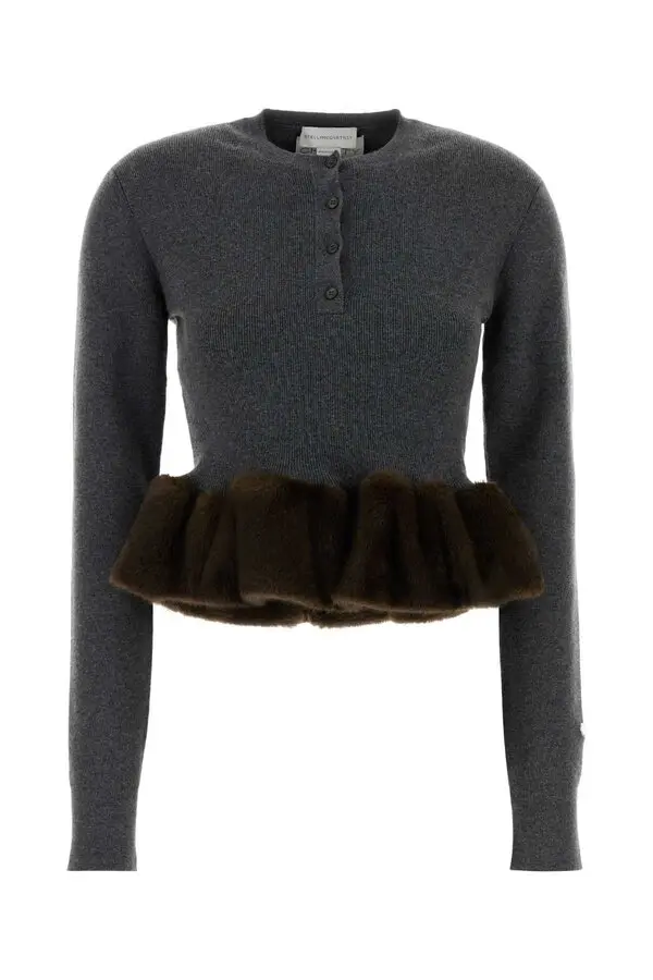 Stella McCartney Dark Grey Stretch Wool Blend Sweater