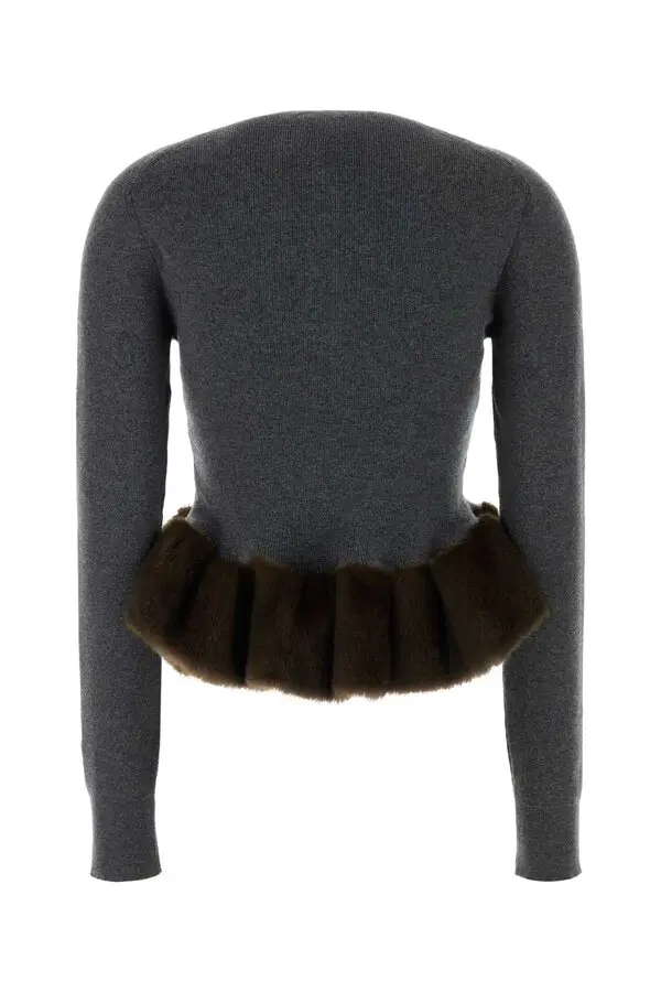 Stella McCartney Dark Grey Stretch Wool Blend Sweater