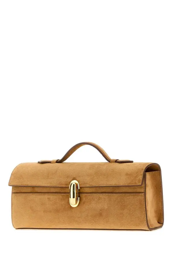 Savette Camel Suede Slim Symmetry Handbag