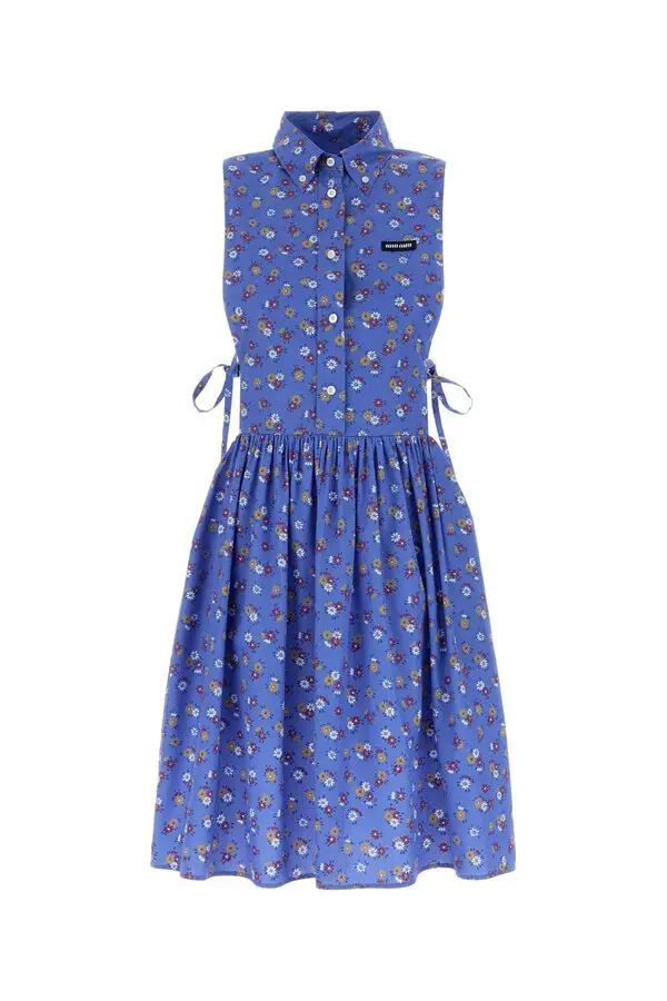 Miu Miu Printed Poplin Shirt Dress