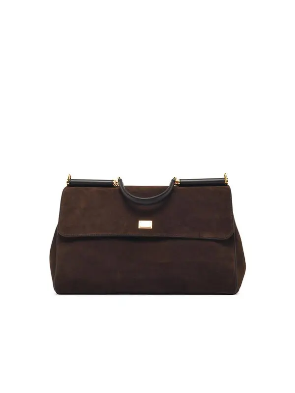 Dolce & Gabbana Dark Suede 'my Sicily' Maxi Bag