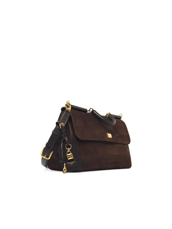Dolce & Gabbana Dark Suede 'my Sicily' Maxi Bag