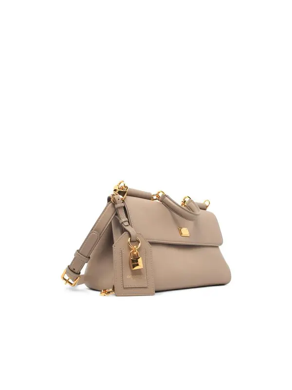 Dolce & Gabbana My Sicily' Medium Bag In Beige Leather - Cream