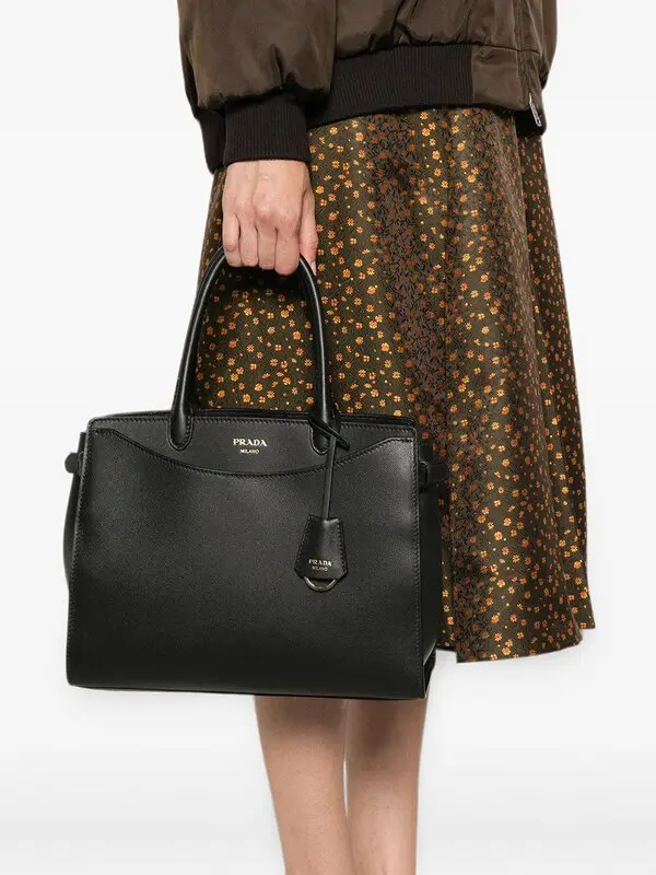 Prada Borsa A Mano Prelude Large In Pelle - Black