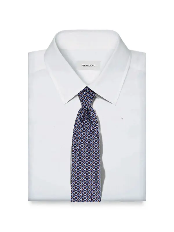 FERRAGAMO Gancini-print Silk Tie