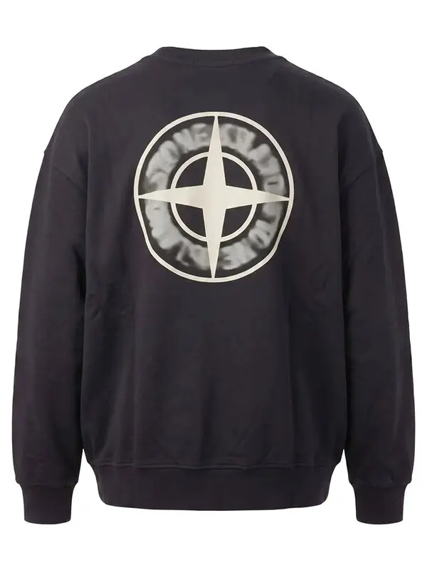 Stone Island Oversized-fit Crewneck Sweatshirt With `blurred Compass` Print