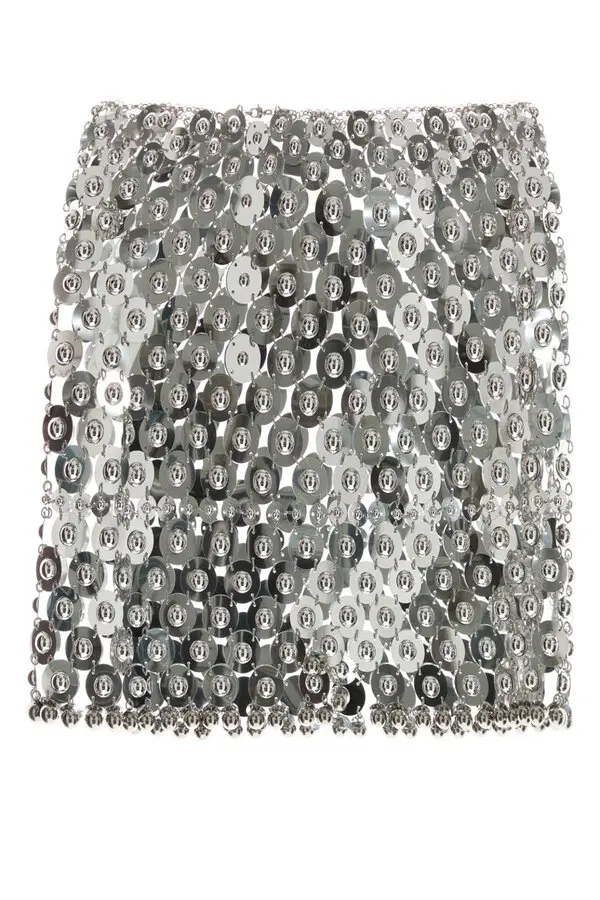 Rabanne Metal Knit Mini Skirt - Silver