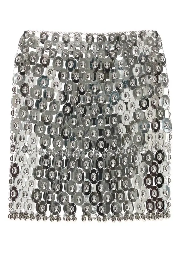 Rabanne Metal Knit Mini Skirt - Silver
