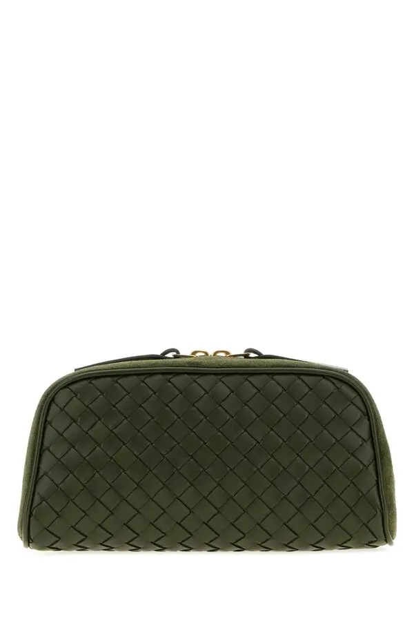 Bottega Veneta Bottle Leather And Suede Small Nodo Clutch - Green