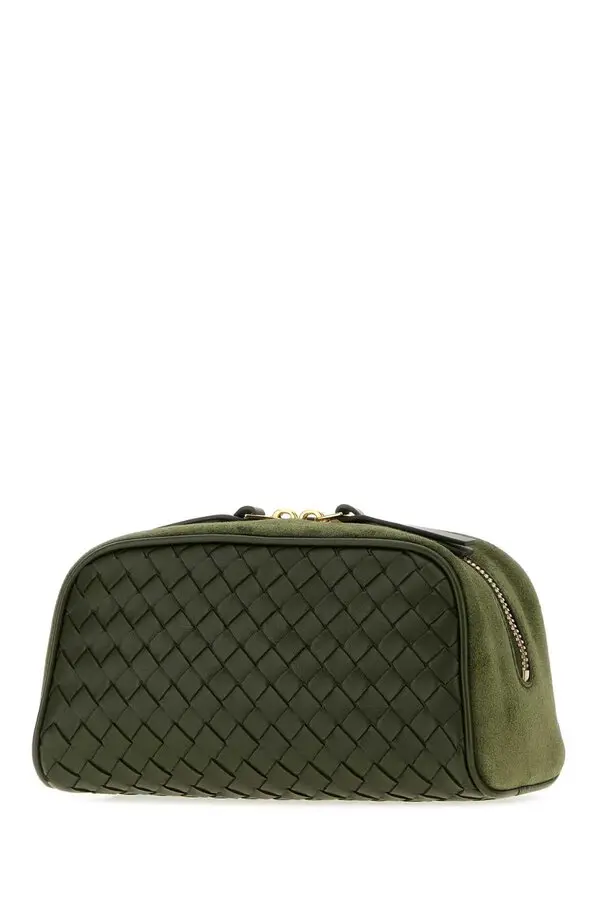 Bottega Veneta Small Nodo Clutch In Lamb And Suede - Green