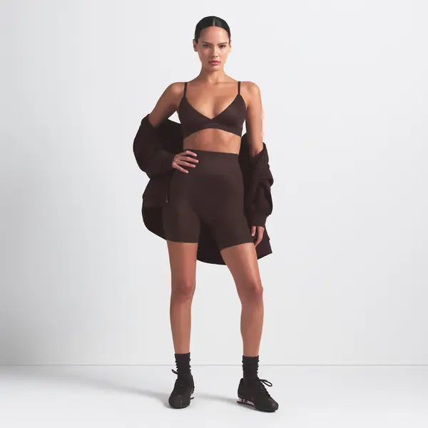 Nike Skims Satin Shine High-waisted 5" Biker Shorts - Brown