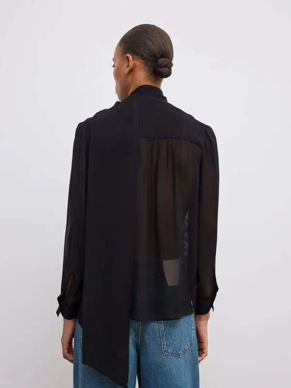 HOUSE OF DAGMAR Sheer Viscose Blouse With Scarf Detail
