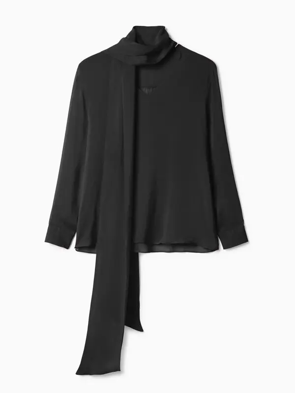 HOUSE OF DAGMAR Sheer Viscose Blouse With Scarf Detail