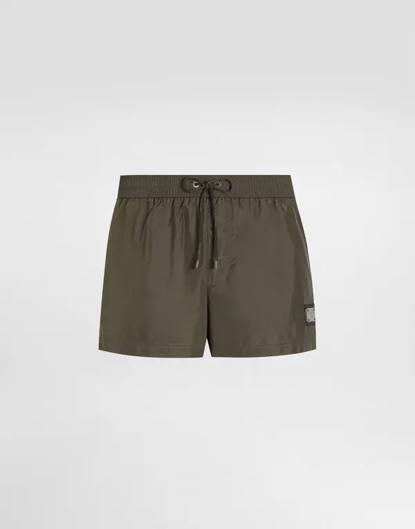 Dolce & Gabbana Canvas Swim Shorts With Logo Detail