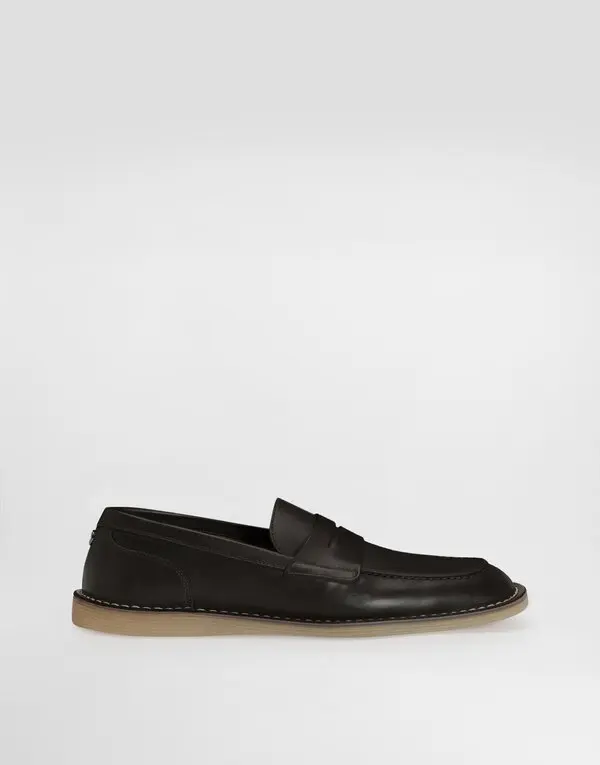 Dolce & Gabbana Calfskin Loafers With Dg Accessory