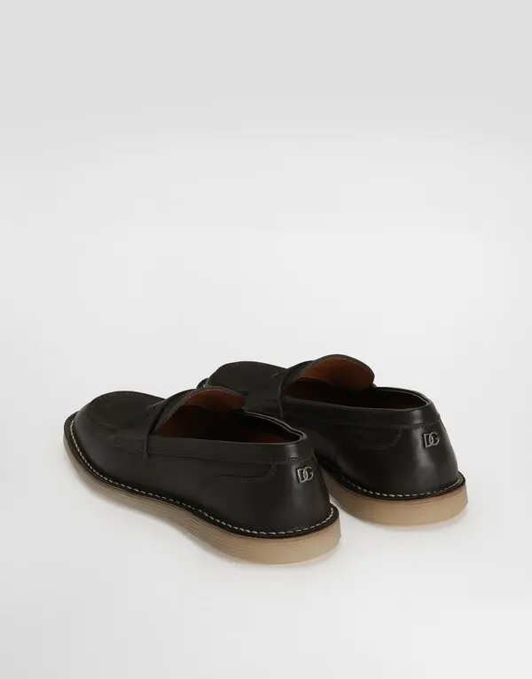 Dolce & Gabbana Calfskin Loafers With Dg Accessory