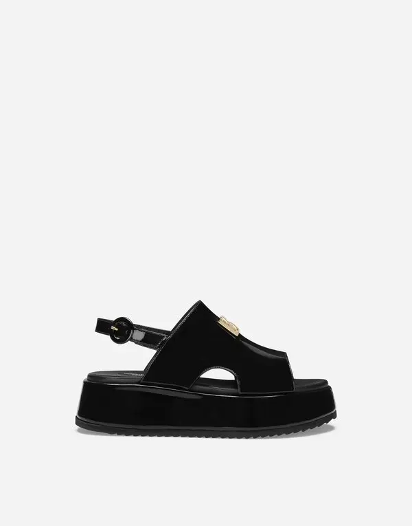 Dolce & Gabbana Patent Leather Sandals - Black