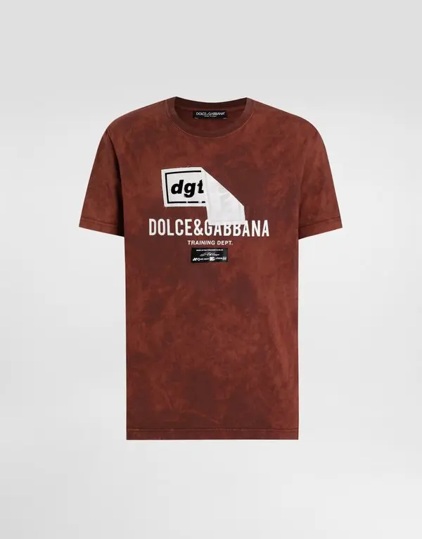 Dolce & Gabbana Marble-effect Cotton T-shirt With Print