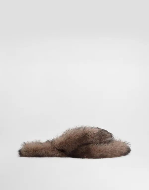 Dolce & Gabbana Shearling Flip-flops