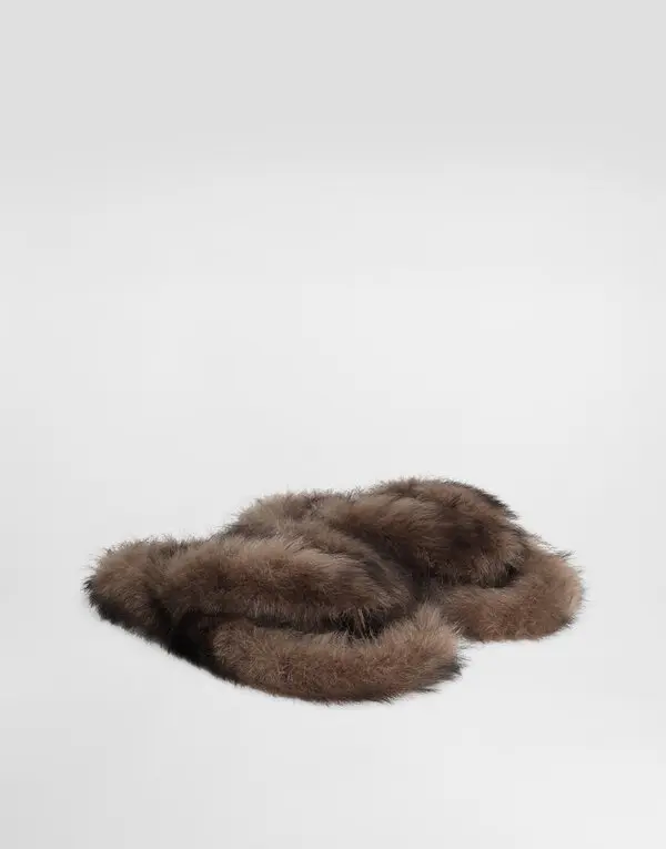 Dolce & Gabbana Shearling Flip-flops