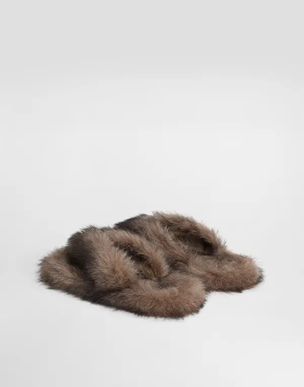 Dolce & Gabbana Shearling Flip-flops